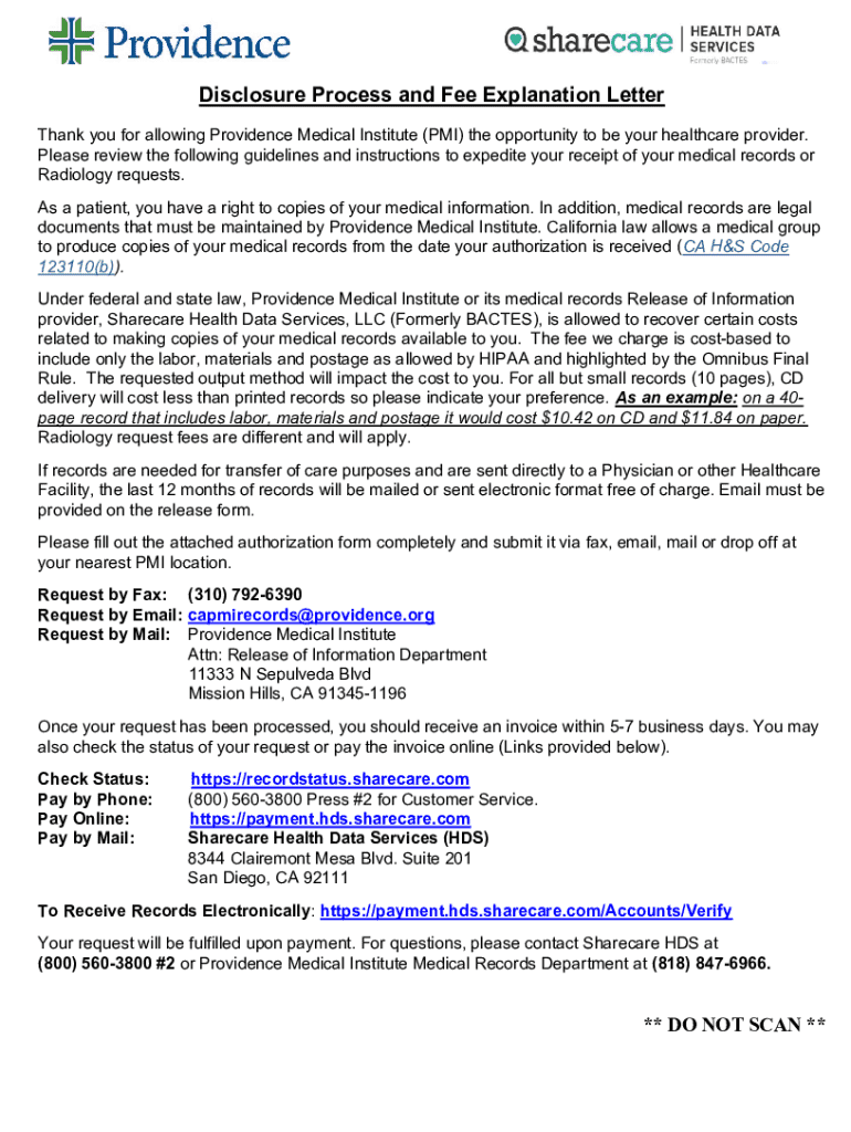 Fillable Online Disclosure Process and Fee Explanation Letter Fax Email Print - pdfFiller