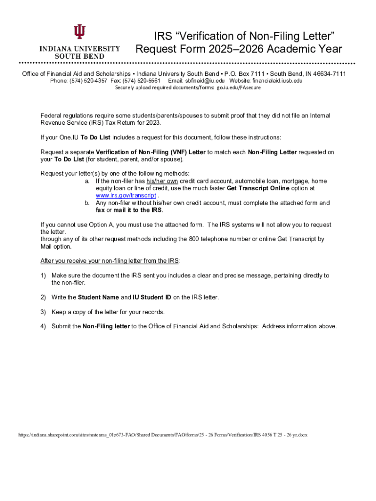 Fillable Online Verification of Non-filing Letter Request for Academic Year 2025–2026 Fax Email ...
