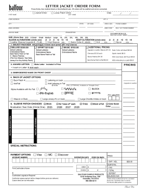 Fillable Online Letter Jacket Order Form Fax Email Print - pdfFiller