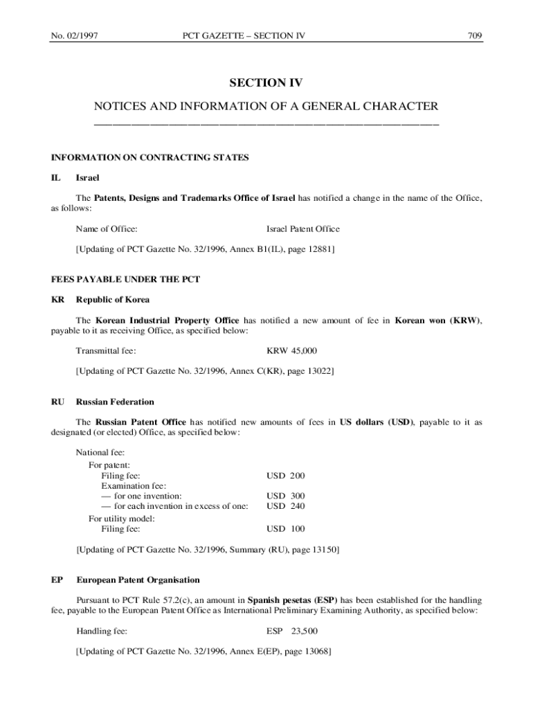 Fillable Online Pct Gazette – Section Iv Fax Email Print - pdfFiller