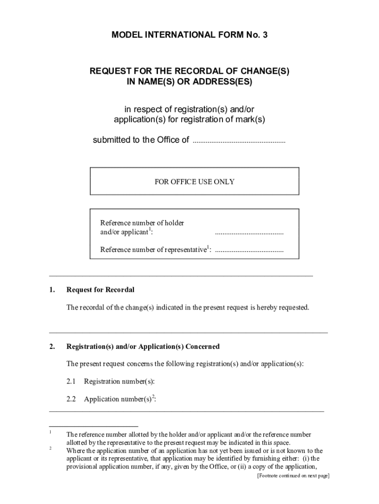Fillable Online Request for the Recordal of Change(s) in Name(s) or ...