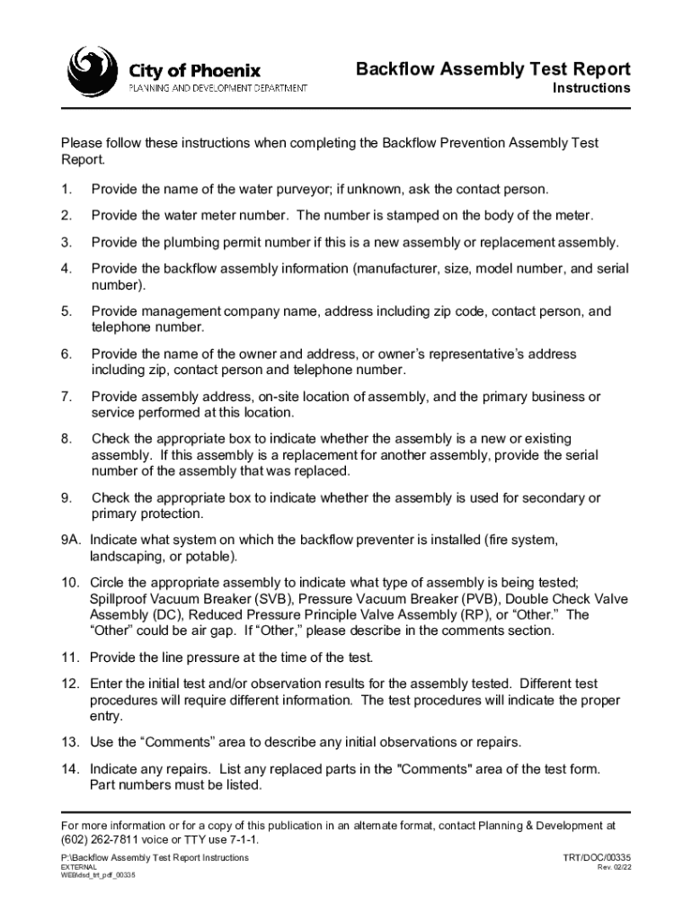 Fillable Online Backflow Assembly Test Report Instructions Fax Email ...