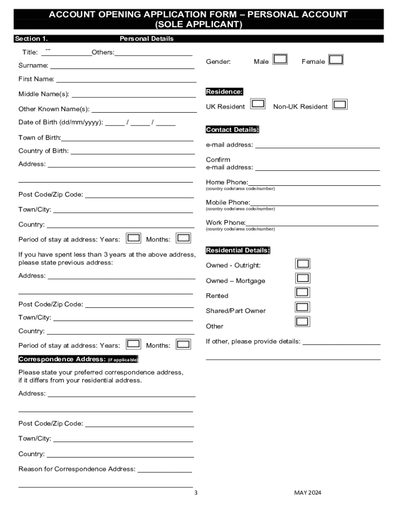 Fillable Online Personal Account (sole Applicant) Fax Email Print - pdfFiller