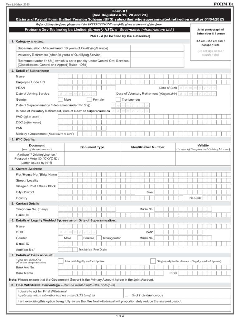 Fillable Online Claim and Payout Form Unified Pension Scheme (ups) Fax ...