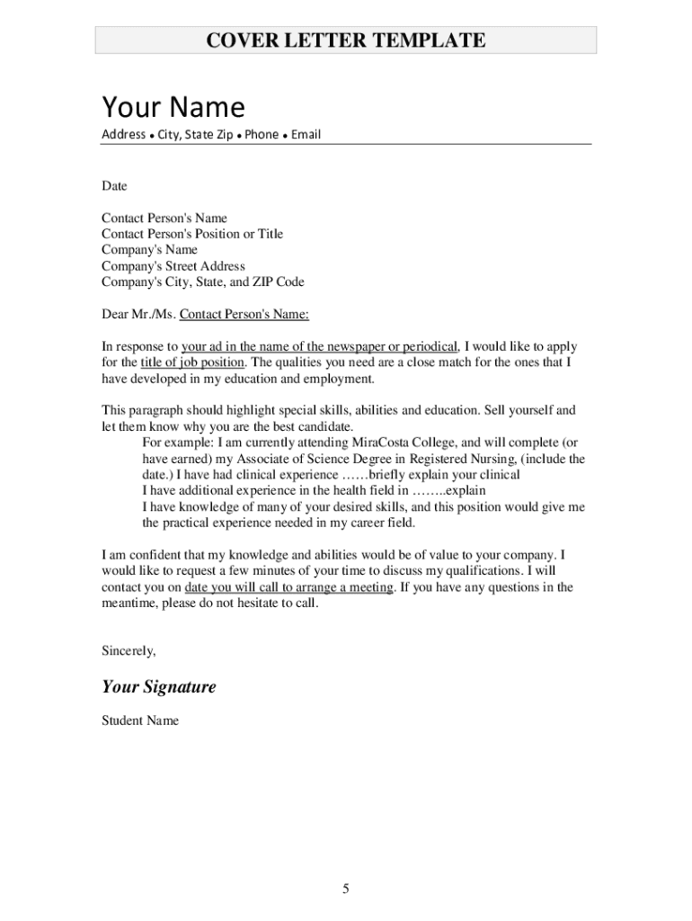 Fillable Online Cover Letter Template Fax Email Print - pdfFiller