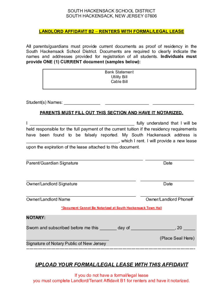 Fillable Online Landlord Affidavit for Renters With Formal/legal Lease ...