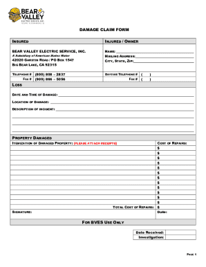 Fillable Online Damage Claim Form Fax Email Print - pdfFiller