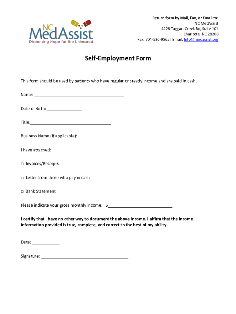Fillable Online Self-employment Income Verification Fax Email Print ...