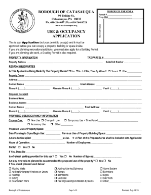 Fillable Online Use & Occupancy Application - Borough of Catasauqua Fax Email Print - pdfFiller