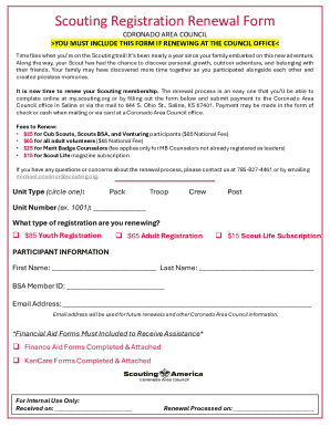 Fillable Online Scouting Registration Renewal Fax Email Print - pdfFiller