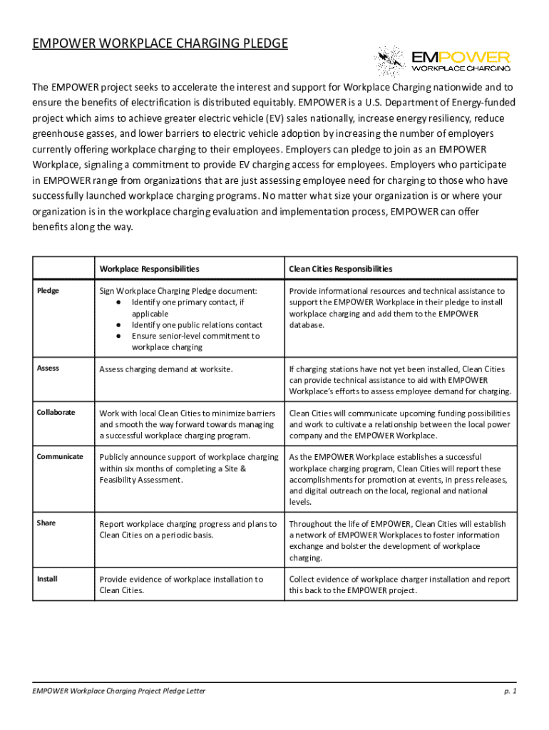 Fillable Online Empower Workplace Charging Pledge Document Fax Email ...
