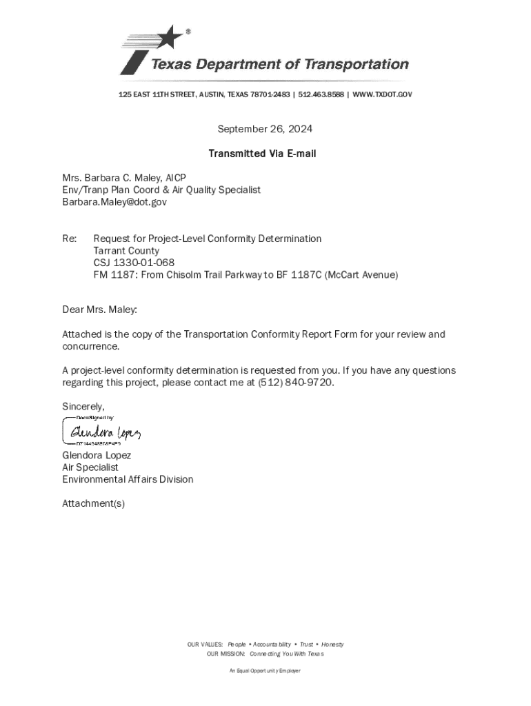 Fillable Online Request for Project-level Conformity Determination Fax Email Print - pdfFiller