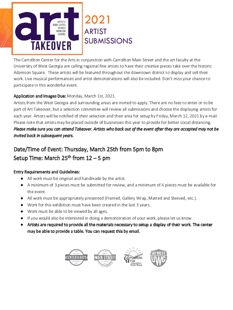 Fillable Online Art Takeover 2021 Submission Information Fax Email Print - pdfFiller