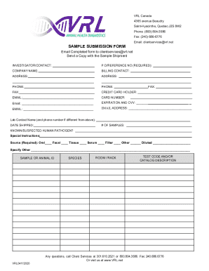 Fillable Online Sample Submission Form Fax Email Print - pdfFiller