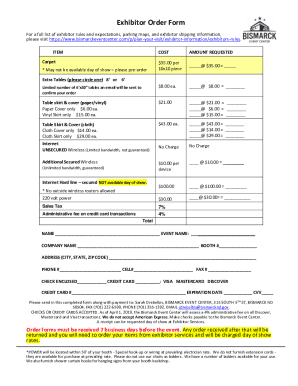Fillable Online Exhibitor Order Form Fax Email Print - pdfFiller
