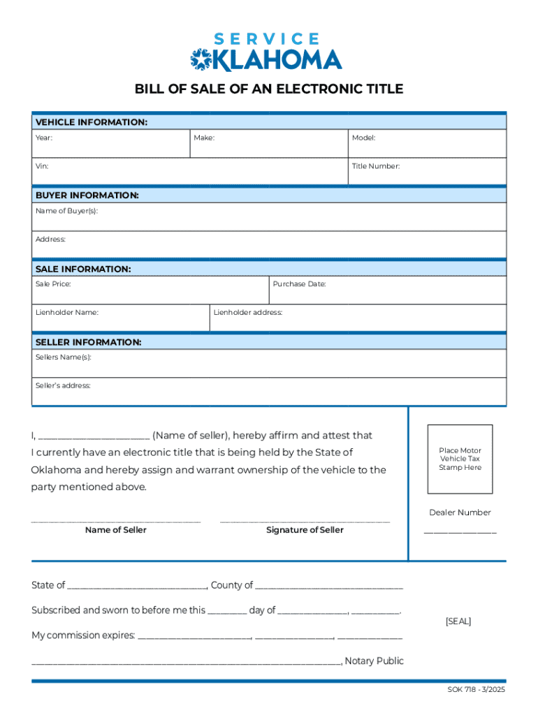 Fillable Online Bill of Sale of an Electronic Title Fax Email Print - pdfFiller