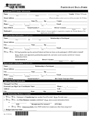 Fillable Online Participant Data Form Fax Email Print - pdfFiller