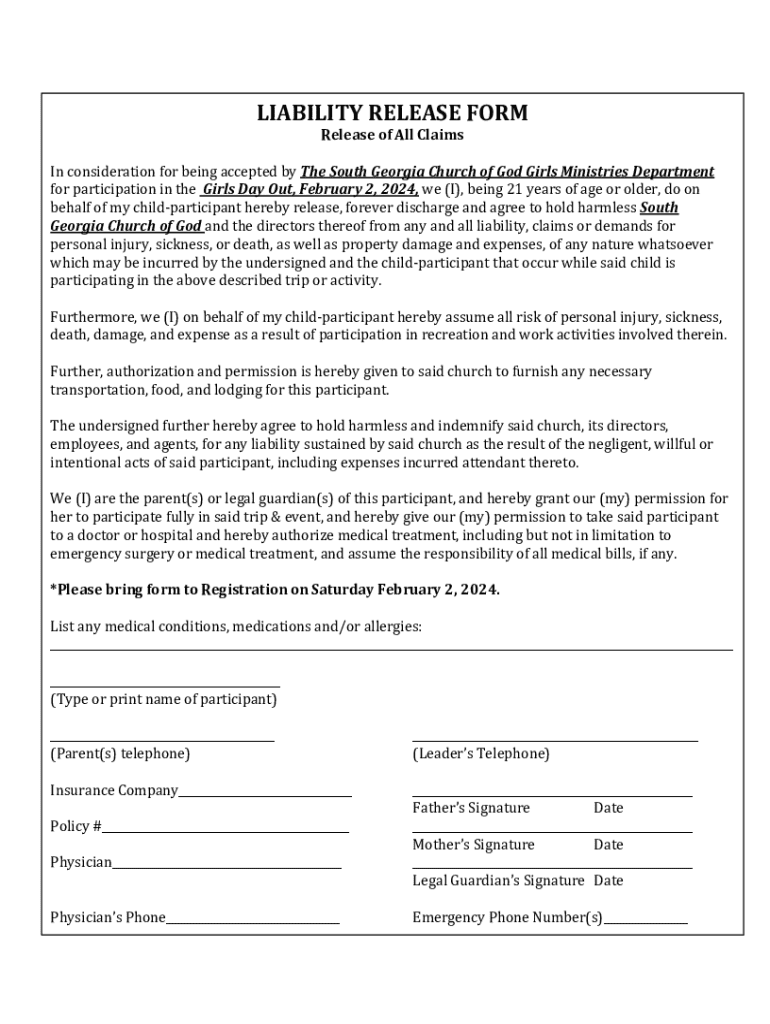 Fillable Online Release of All Claims Fax Email Print - pdfFiller