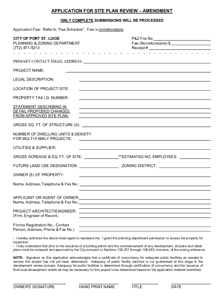 Fillable Online Application for Site Plan Review – Amendment Fax Email Print - pdfFiller