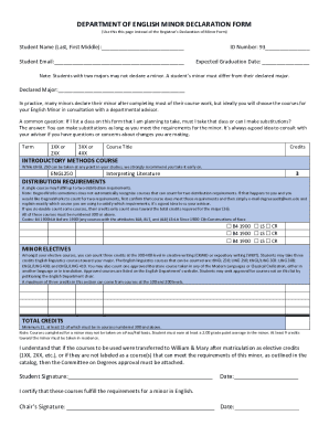 Fillable Online English Minor Declaration Fax Email Print - pdfFiller
