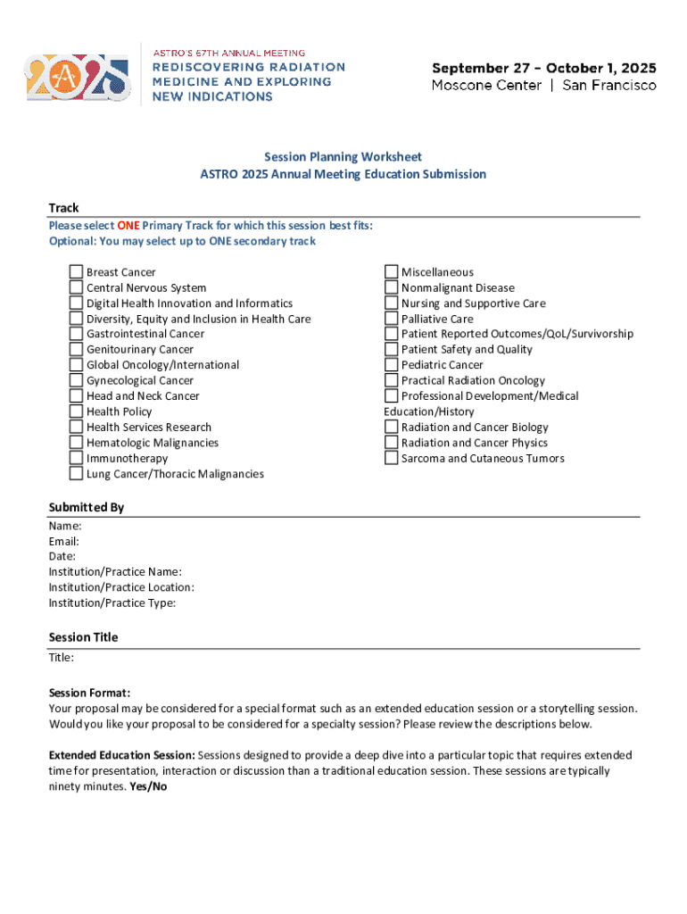 Fillable Online Astro 2025 Annual Meeting Education Submission Fax Email Print - pdfFiller