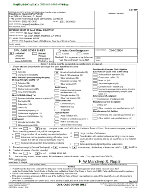 Fillable Online Civil Case Cover Sheet Fax Email Print - pdfFiller