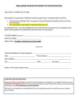 Fillable Online Wellness Incentive Proof of Participation Fax Email ...