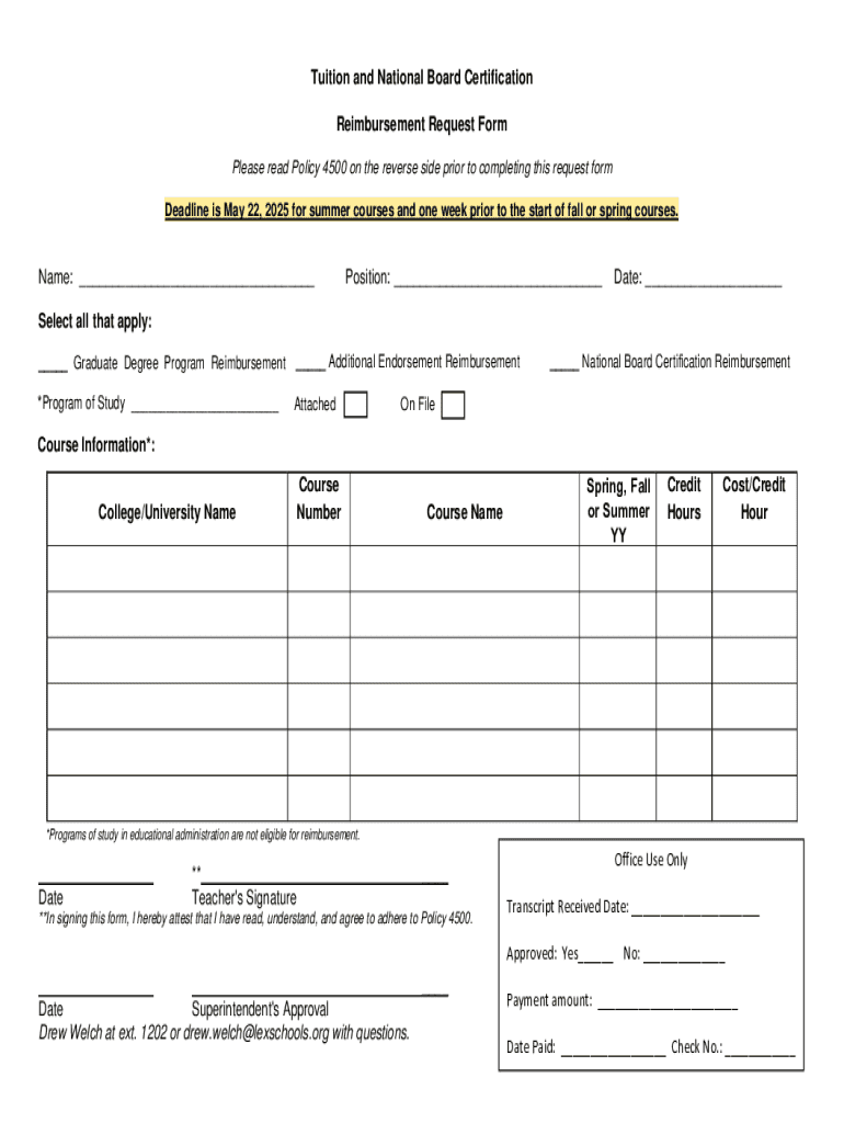 Fillable Online Tuition Reimbursement Request Fax Email Print - pdfFiller