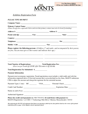 Fillable Online Exhibitor Registration Form Fax Email Print - pdfFiller