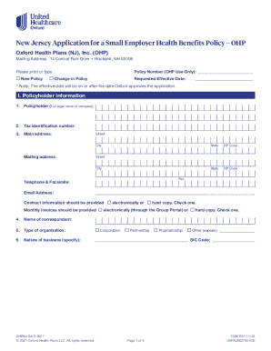 Fillable Online New Jersey Application for a Small Employer Health ...