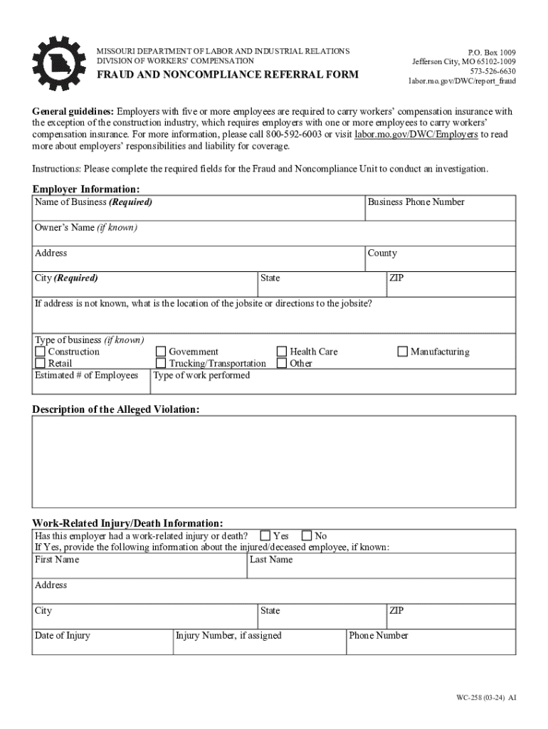 Fillable Online Fraud and Noncompliance Referral Form Fax Email Print - pdfFiller