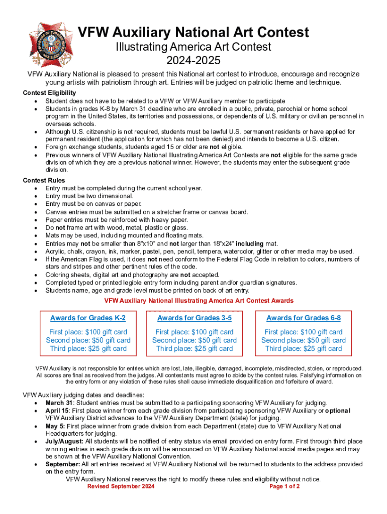 Fillable Online Vfw Auxiliary National Illustrating America Art Contest ...