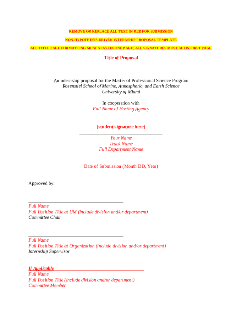 Non-hypothesis-driven Internship Proposal Template Doc Template | pdfFiller