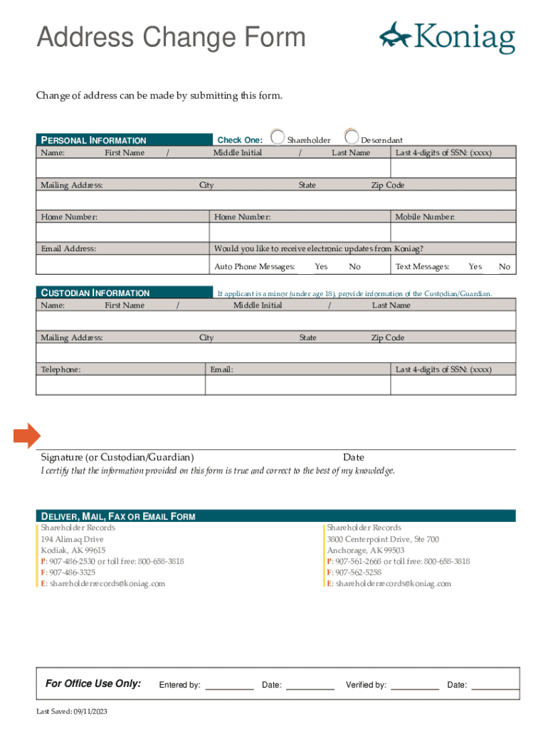 Fillable Online Change of Address Form Fax Email Print - pdfFiller