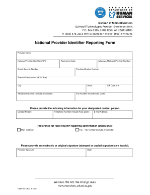 Fillable Online National Provider Identifier Reporting Form Fax Email ...
