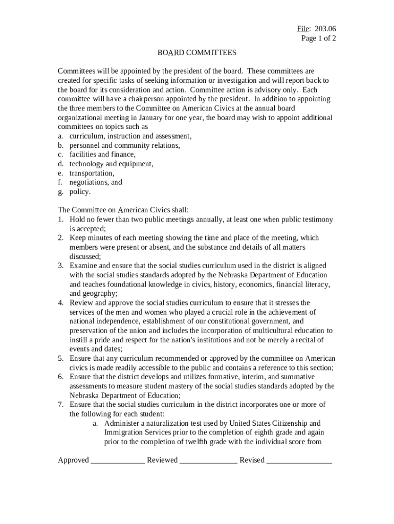 Board Committees Doc Template | pdfFiller