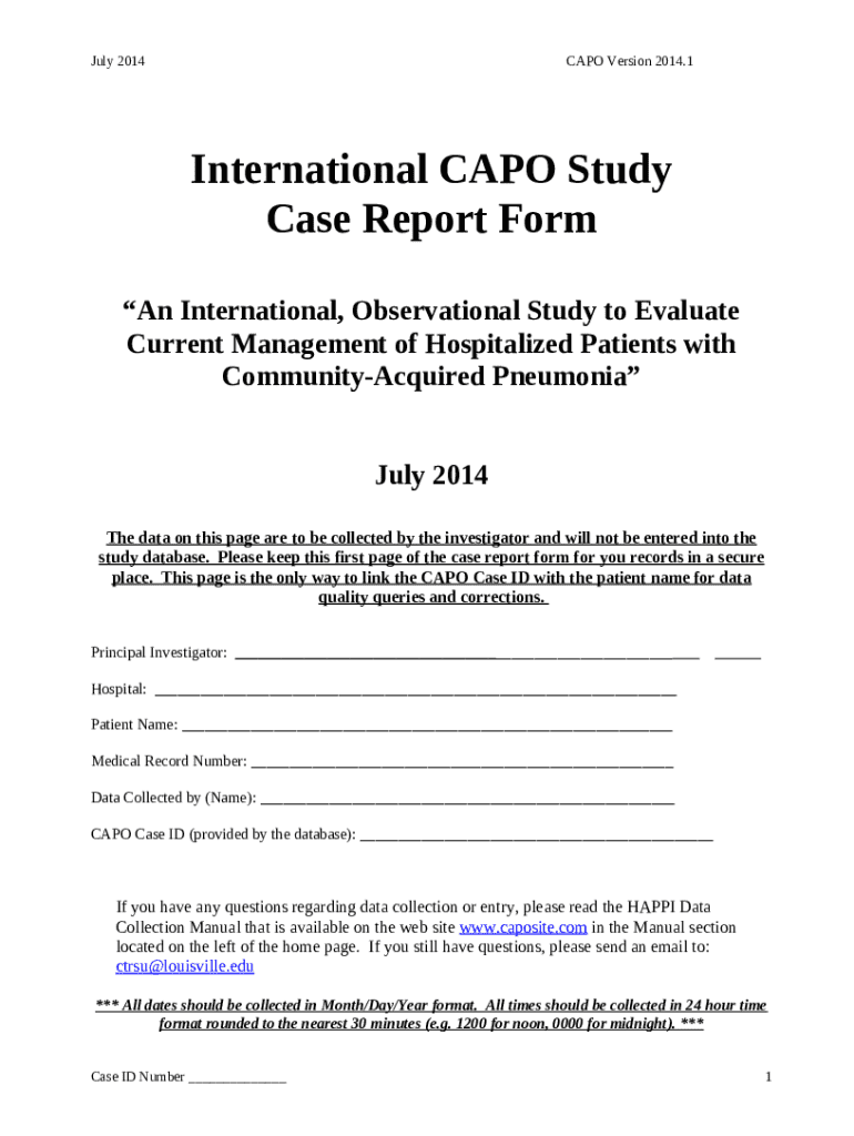 International Capo Study Case Report Doc Template | pdfFiller