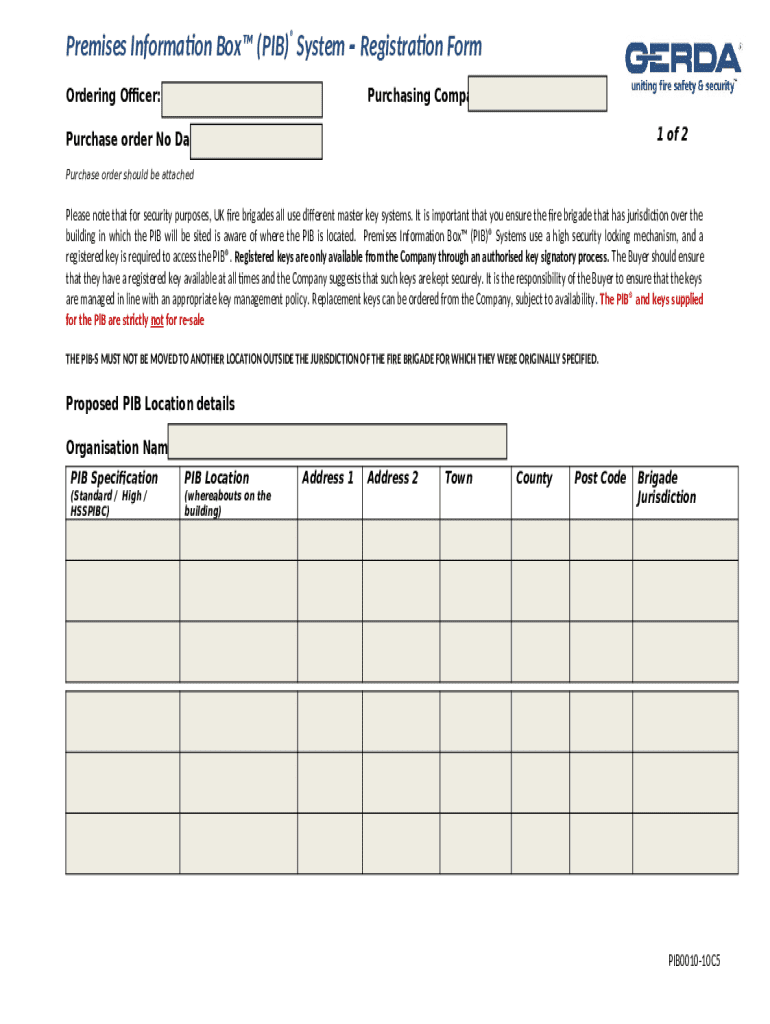 Premises Ination Box (pib) System - Registration Doc Template | pdfFiller