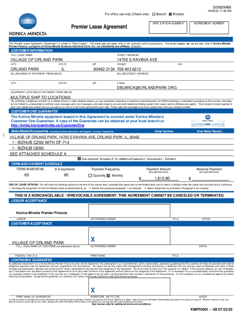 Fillable Online Premier Lease Agreement Fax Email Print - pdfFiller