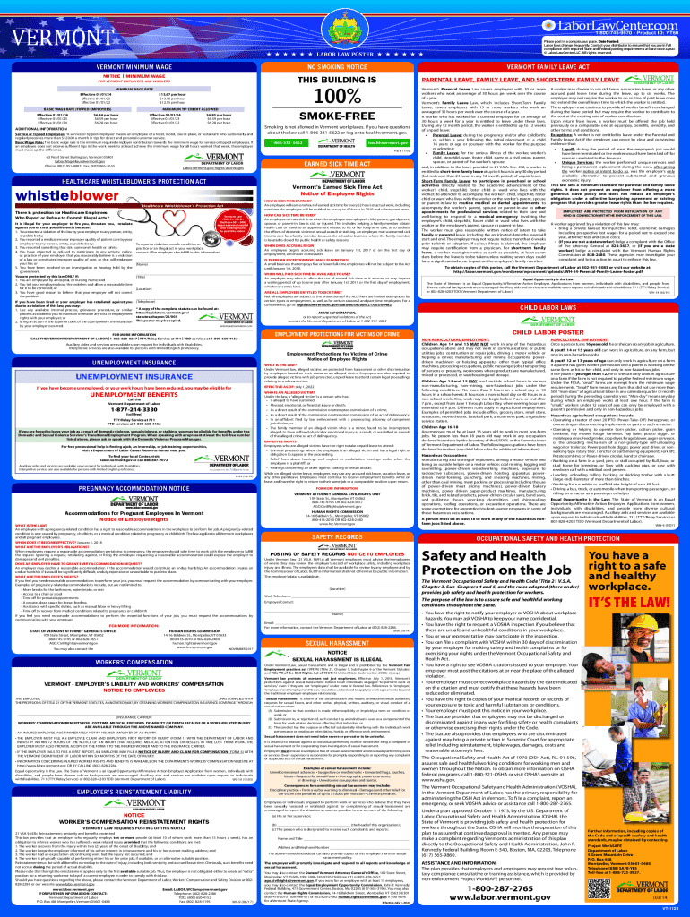 Fillable Online Vermont Minimum Wage and Employee Rights Informational ...