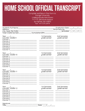 Fillable Online Homeschool Official Transcript Fax Email Print - pdfFiller