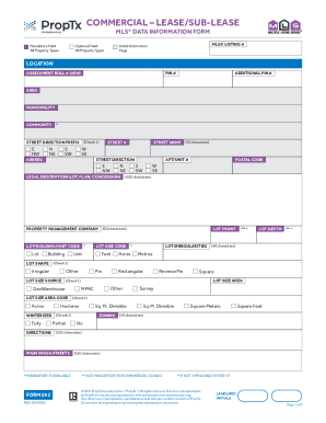 Fillable Online Mls® Data Information Form for Commercial Lease/sub ...