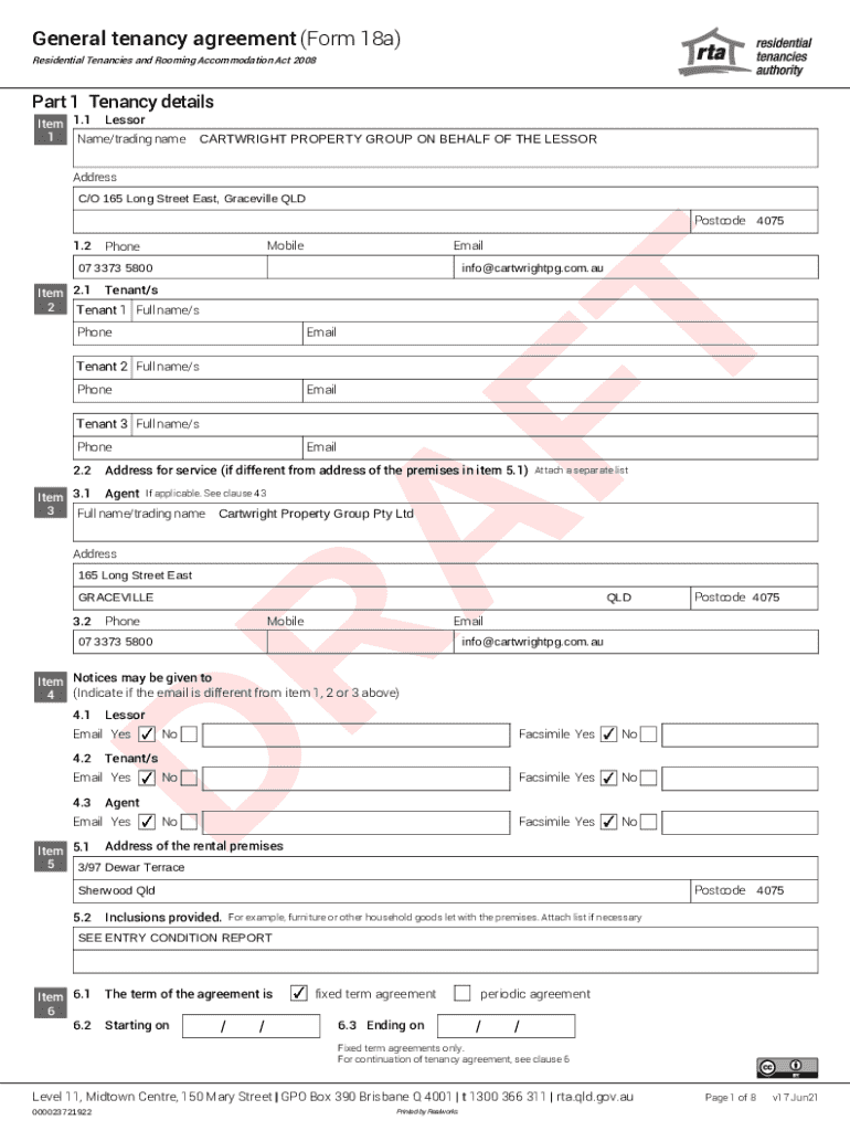 Fillable Online Residential Tenancies and Rooming Accommodation Act 2008 Fax Email Print - pdfFiller