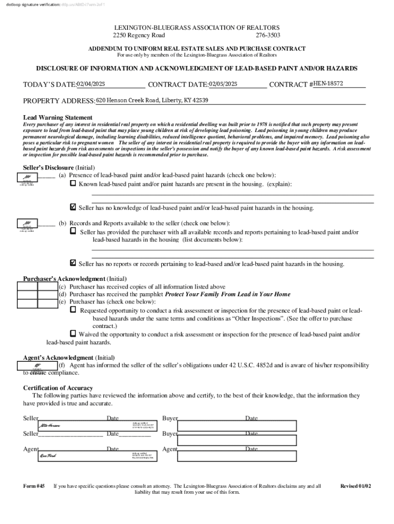 Fillable Online Disclosure of Information and Acknowledgment of Lead ...