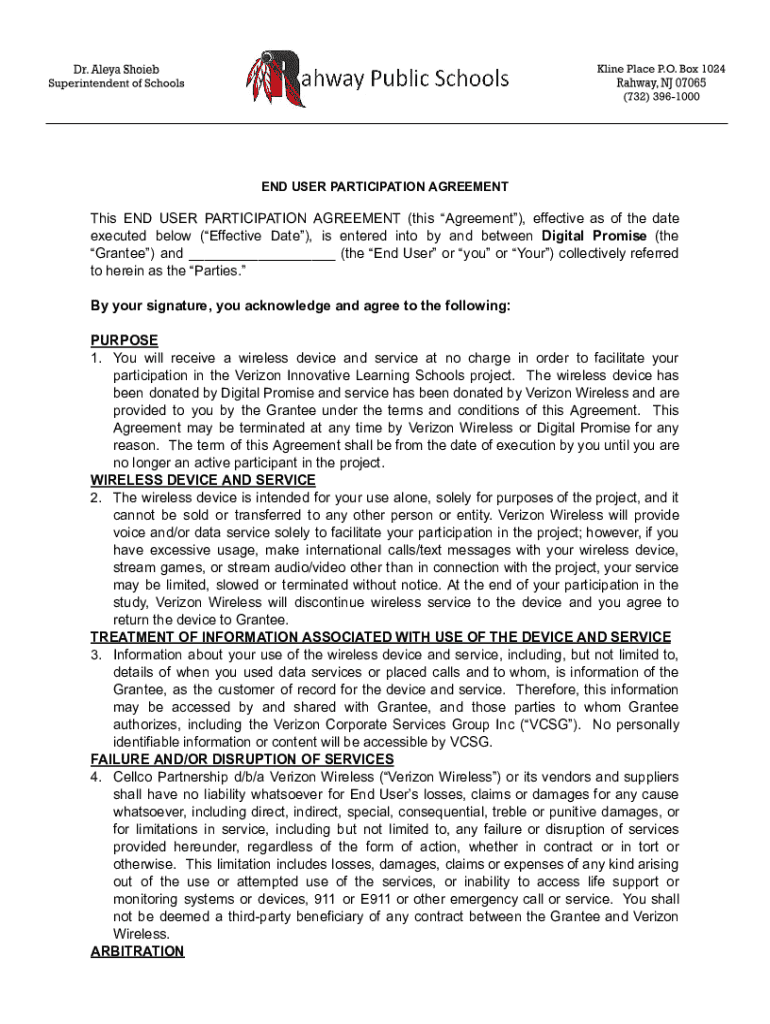 Fillable Online End User Participation Agreement Fax Email Print - pdfFiller