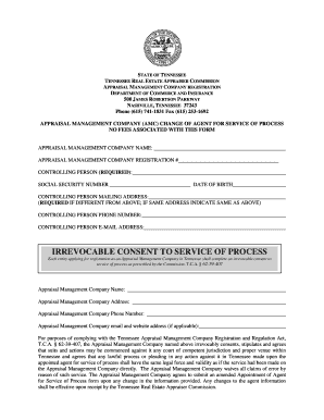 Fillable Online tn AMC Change of Agent for Service of Process form Fax ...