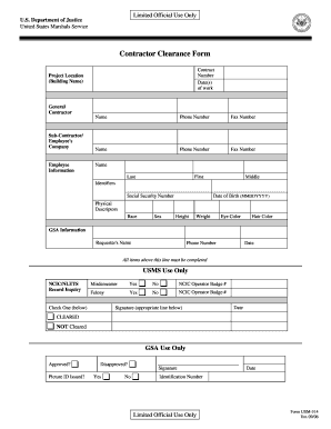 Fillable Online ncmd uscourts Contractor Clearance Form Fax Email Print ...