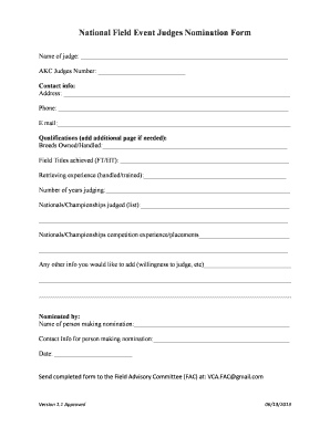 Fillable Online vcaweb National Field Event Judges Nomination Form Fax ...