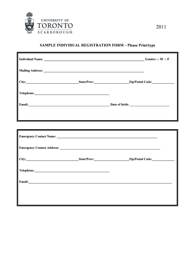 Fillable Online Sample Individual Registration Form Fax Email Print ...