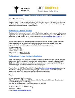 Fillable Online ce ucf Welcome & Registration Procedure for UCF MCAT ...